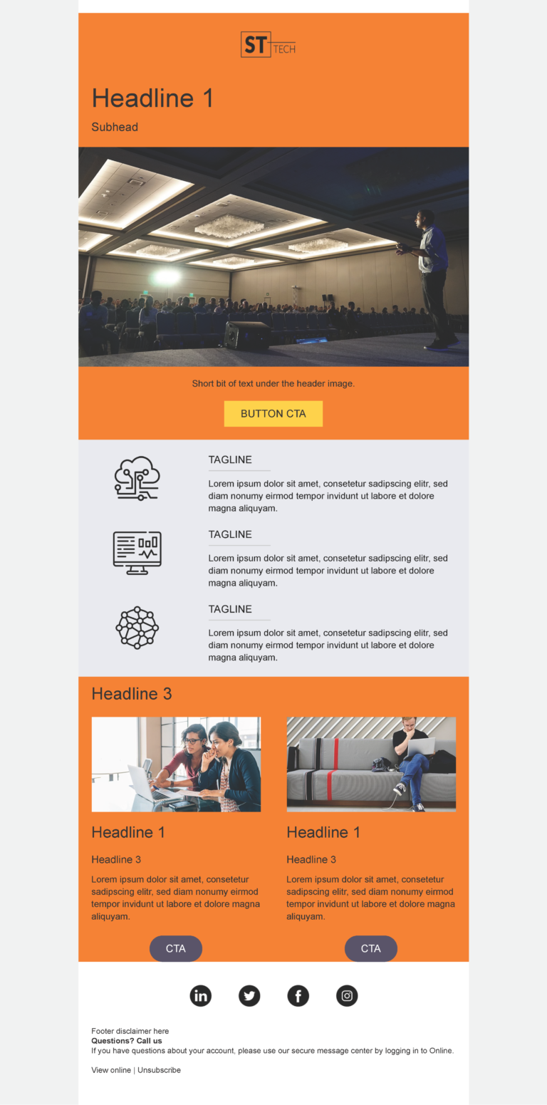 Events 3 email template for a Technology company for Pardot - Stensul